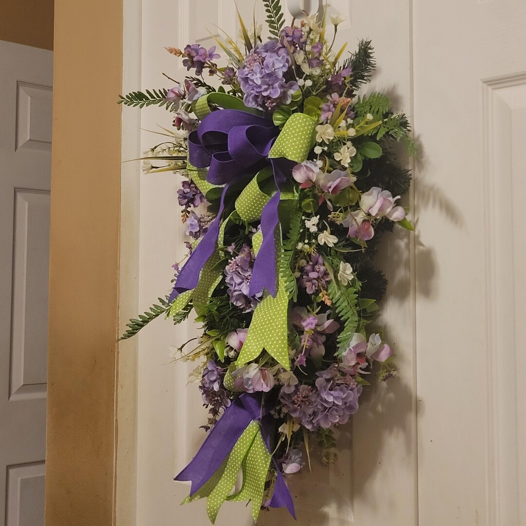 Purple Swag for Front Door, Spring and Summer Front Door Swag Wreath ...