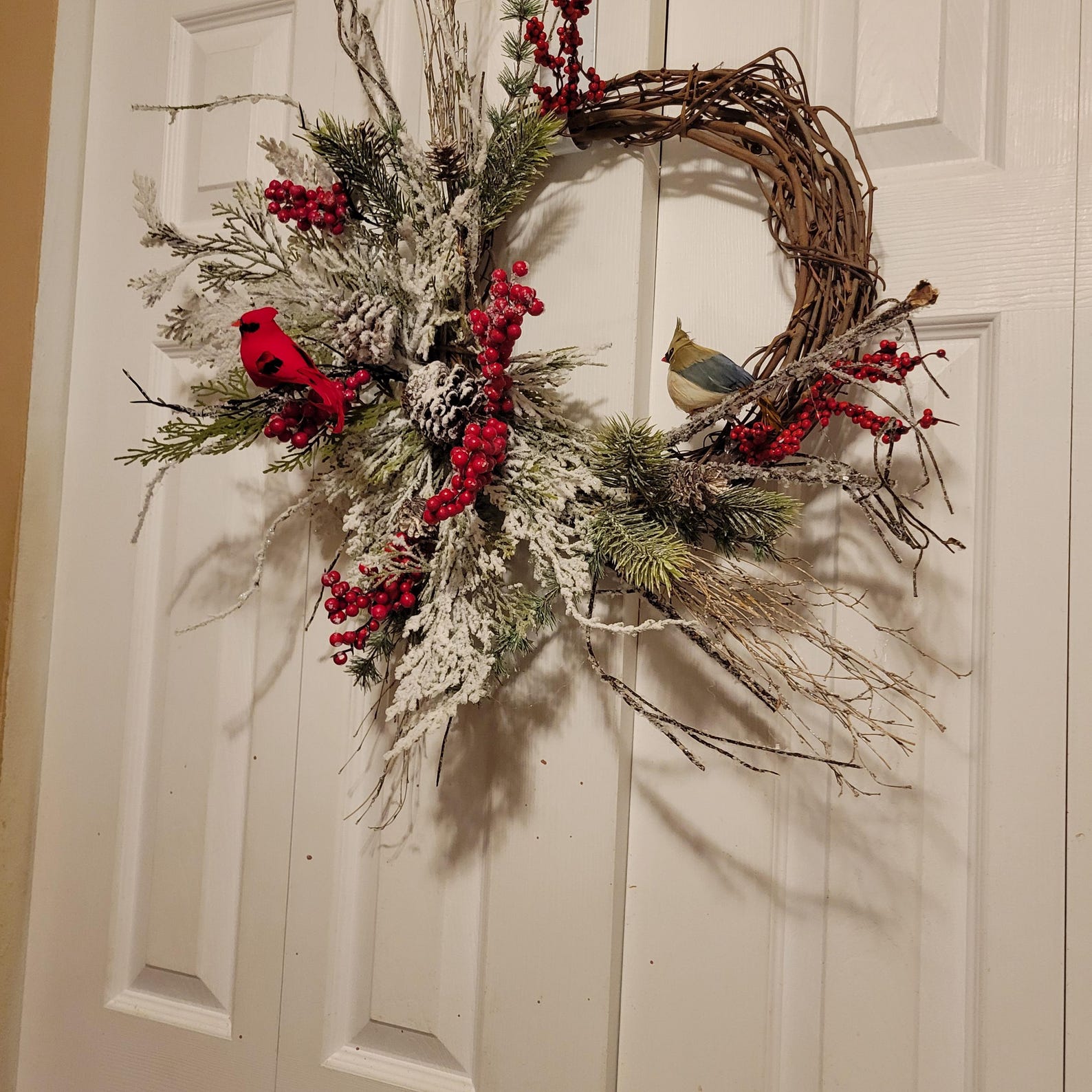 Cardinal Wreath for Front Door, Cardinal Door Decor, Outdoor Wreath ...