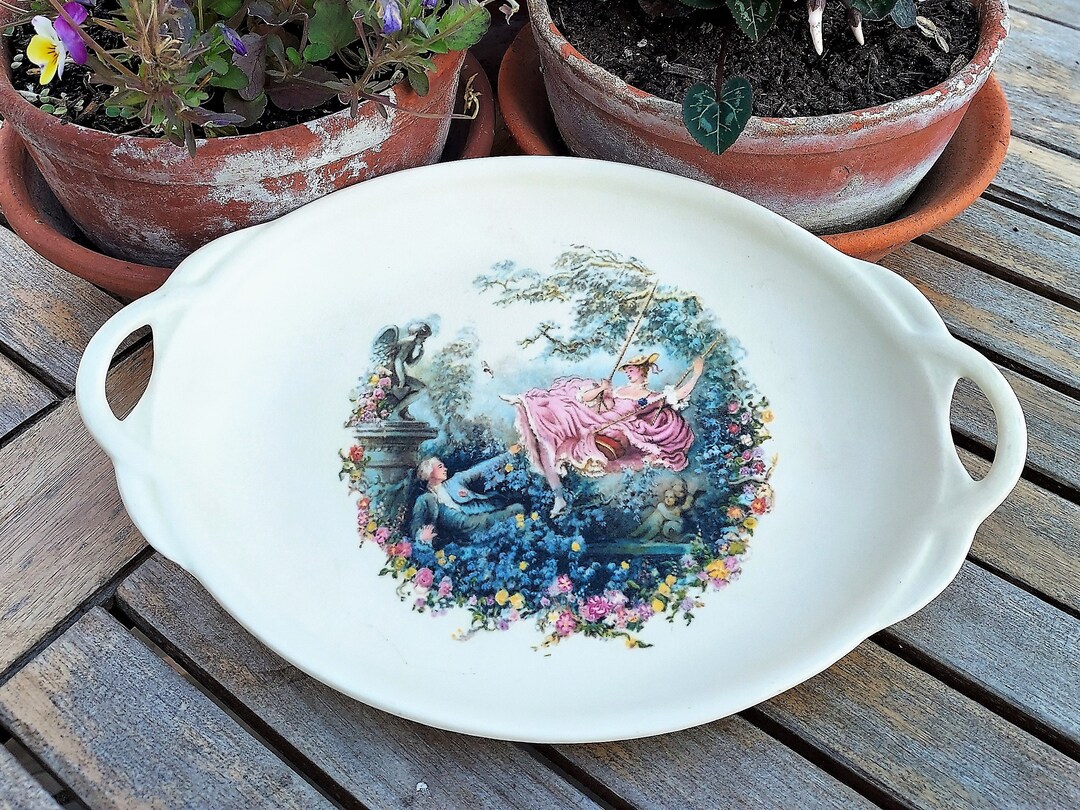 Vintage Axe Vale Pottery Plate: Lady on Swing, Cherub Decoration - Etsy