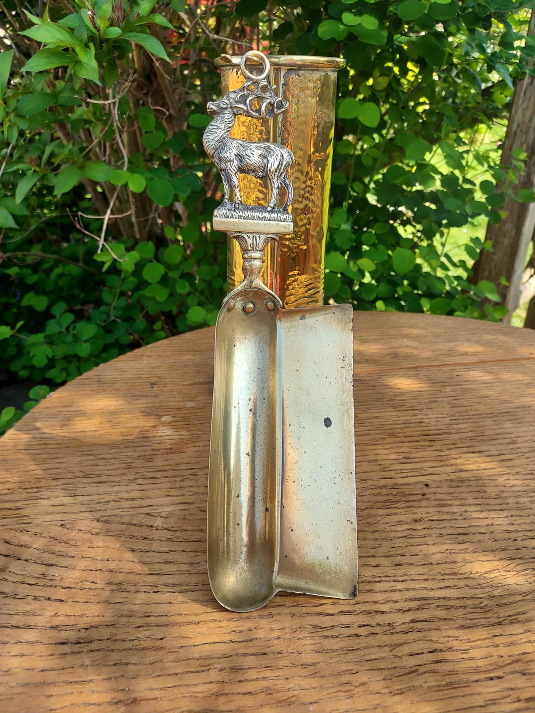 Vintage Brass Stag Crumb Tray, Fireside Ash Shovel, Rustic Decor - Etsy