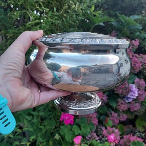 Large Vintage Silver Plated Posy Rose Bowl. English IANTHE Flower ...