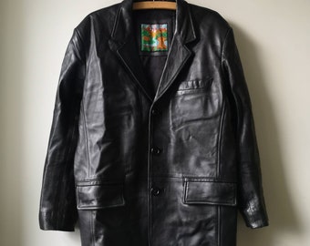 Button up Leather Jacket | Etsy