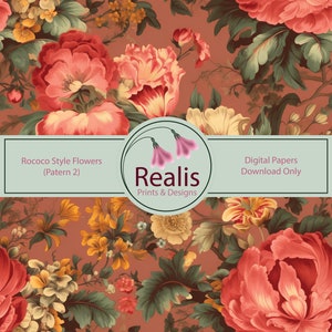 Rococo Style Flowers- Seamless Pattern- Digital Papers - Etsy