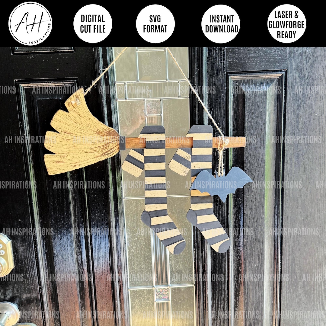 Halloween Welcome Witch Stocking Door Hanging, Large Witches Sign for ...