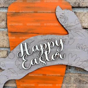Happy Easter Carrot Door Hanger, Bunny Hanging Sign, Glowforge Laser ...