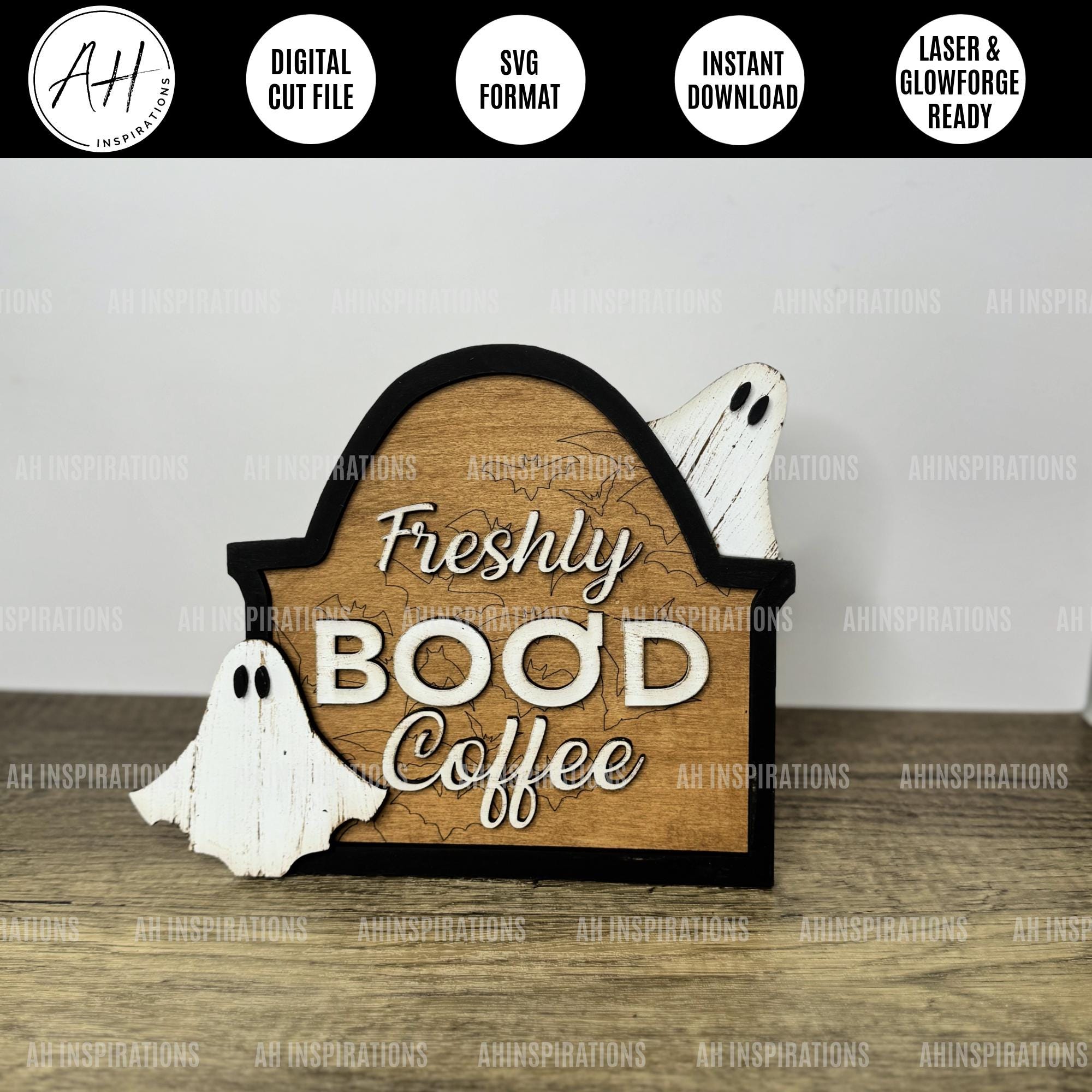 Funny Halloween Coffee Bar Sign, Ghost Gift for Connoisseur, October ...