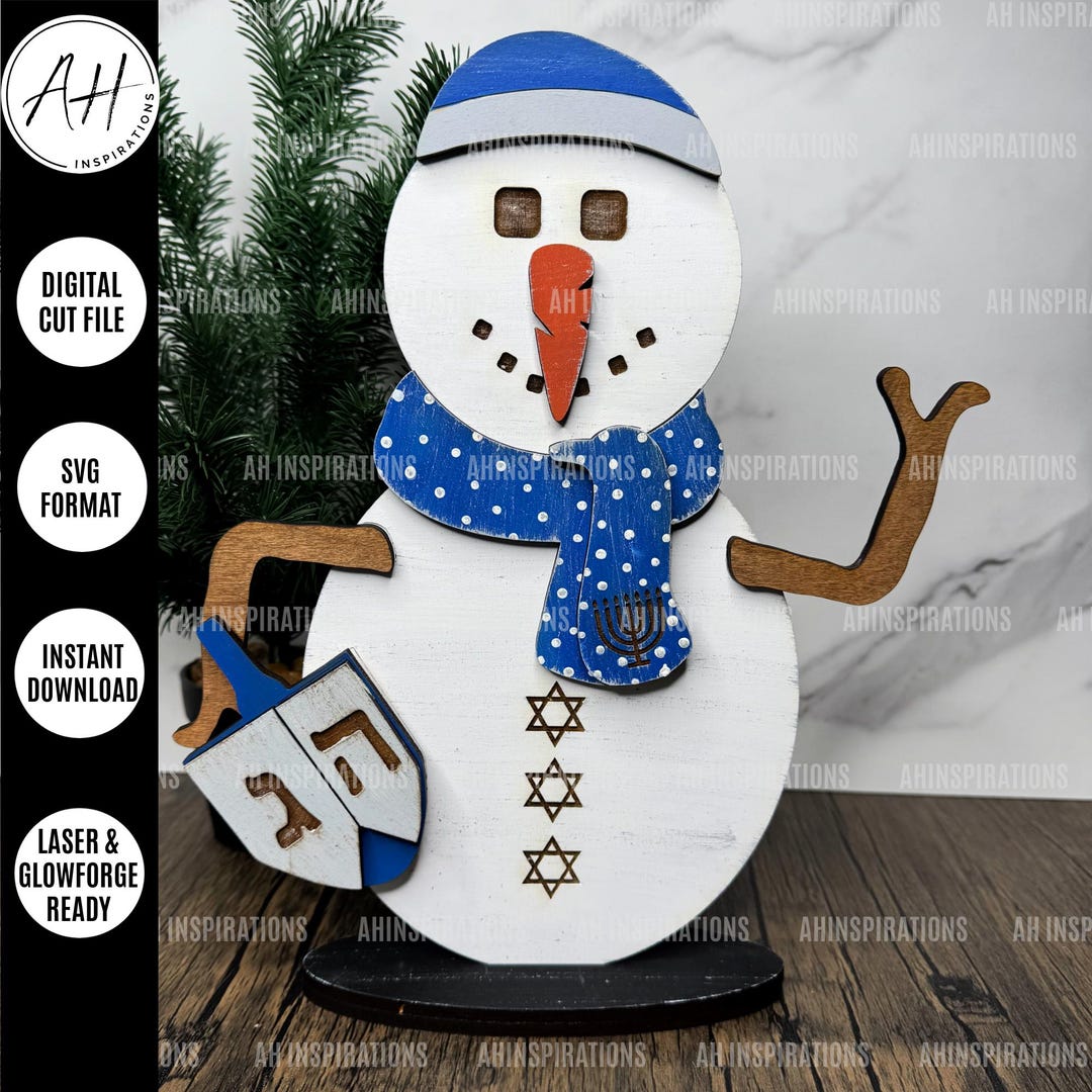 Snowman Yarmulke Sitter, Glowforge SVG Laser Cut File, Gift for ...