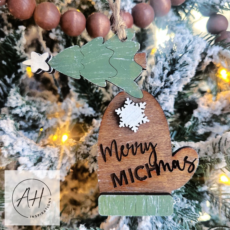 Michigan Christmas Ornament Merry Christmas Michmas Glowforge Laser SVG ...
