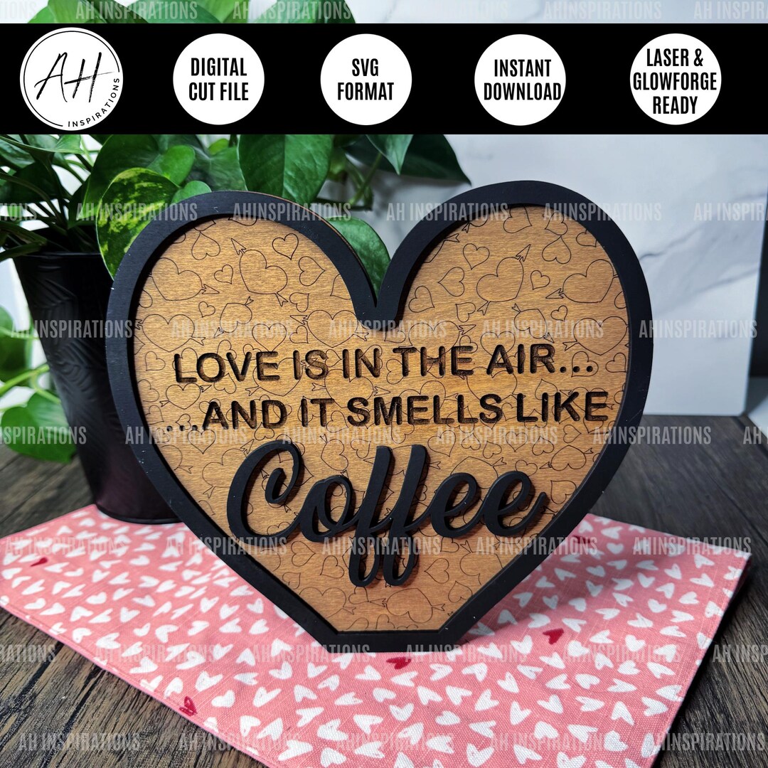 Valentine's Day Coffee Bar Sign, Happy Love Sign, Seasonal Caffeine ...