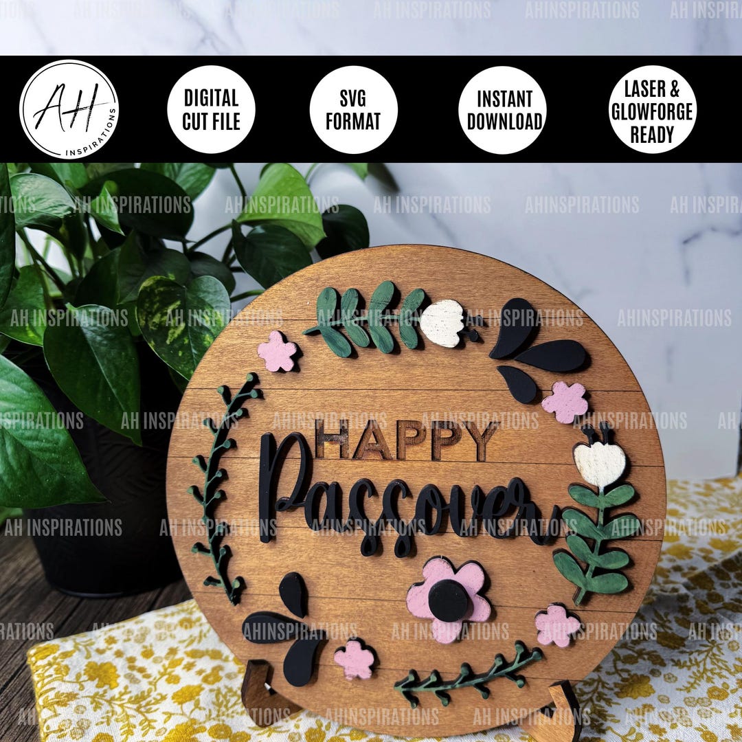 Happy Passover Sign, Spring Faith Decoration, Glowforge SVG Digital ...