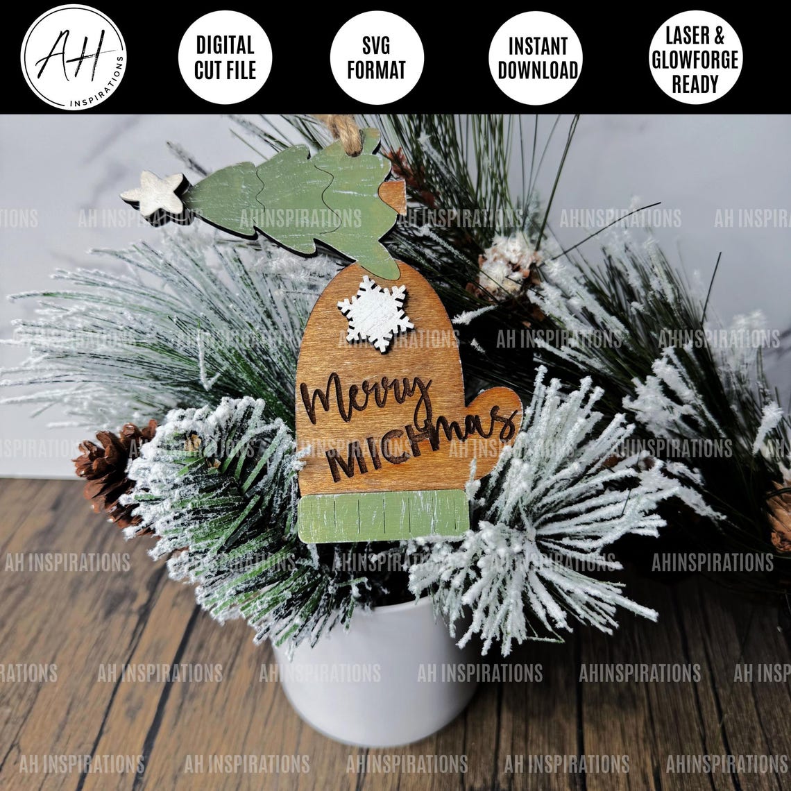 Michigan Christmas Ornament Merry Christmas Michmas Glowforge Laser SVG ...