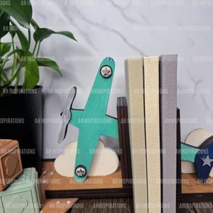 Kids Airplane Bookends Children's Plane Decor Boy Plane Nursery Bedroom ...