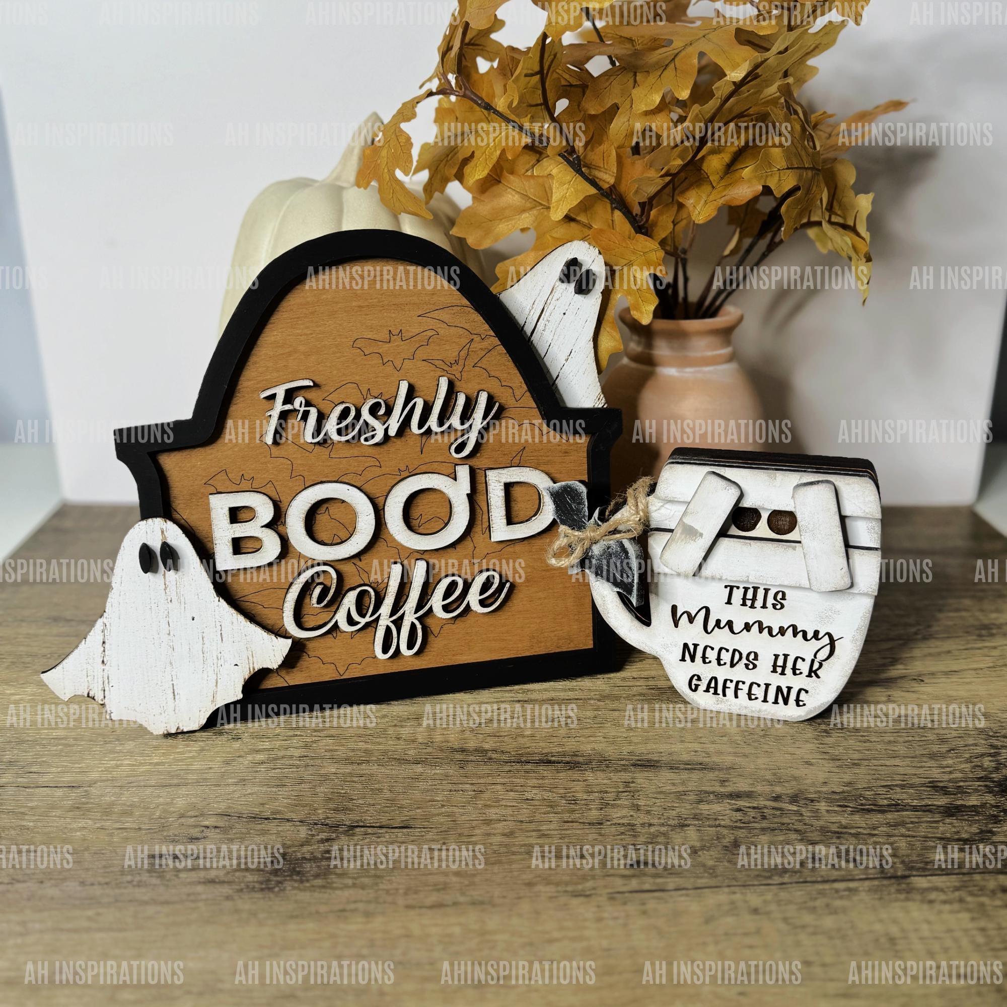 Funny Halloween Coffee Bar Sign, Ghost Gift for Connoisseur, October ...