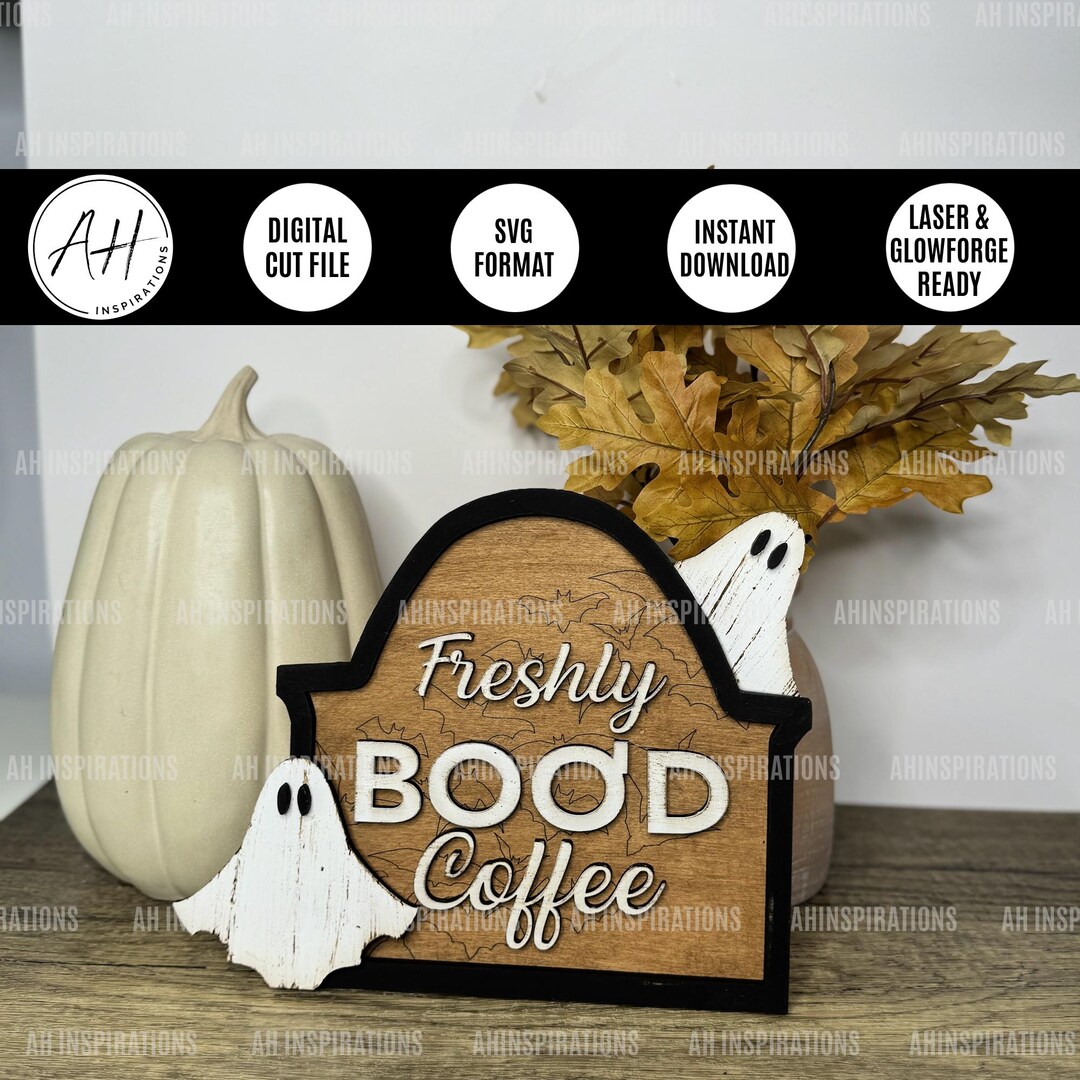 Funny Halloween Coffee Bar Sign Ghost Gift for Connoisseur October ...