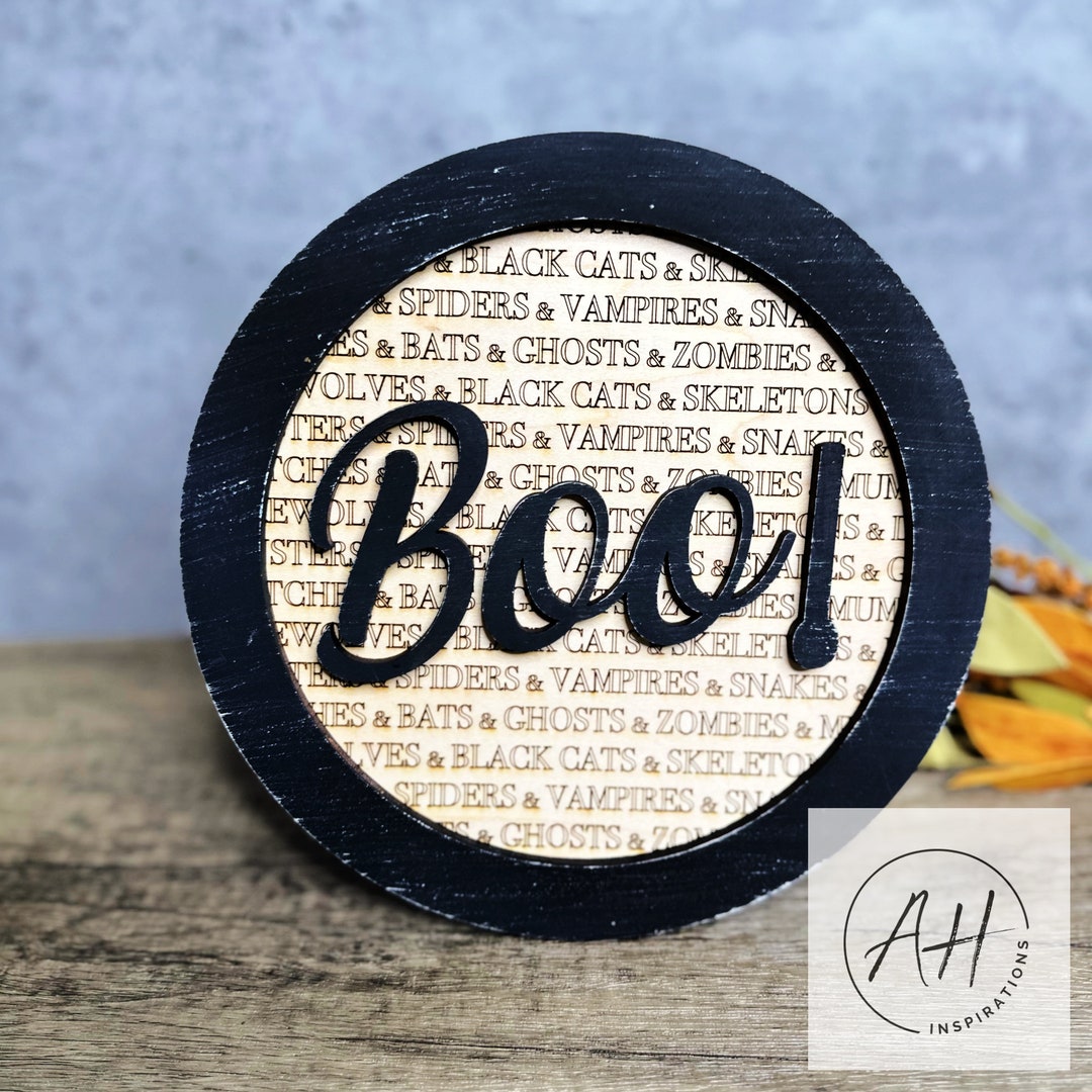 BOO Round Sign With Easel Ghost Halloween Sign Halloween - Etsy