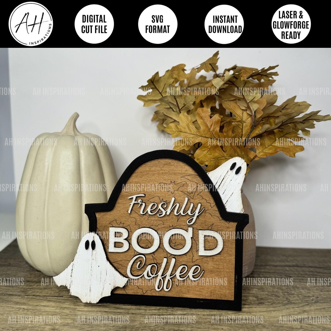Funny Halloween Coffee Bar Sign, Ghost Gift for Connoisseur, October ...