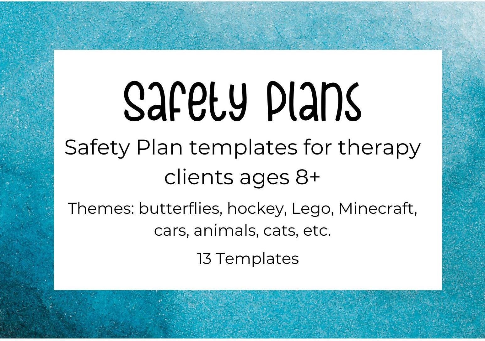 Safety Plan Templates for Therapy, Counselling, for Ages 8+ With ...