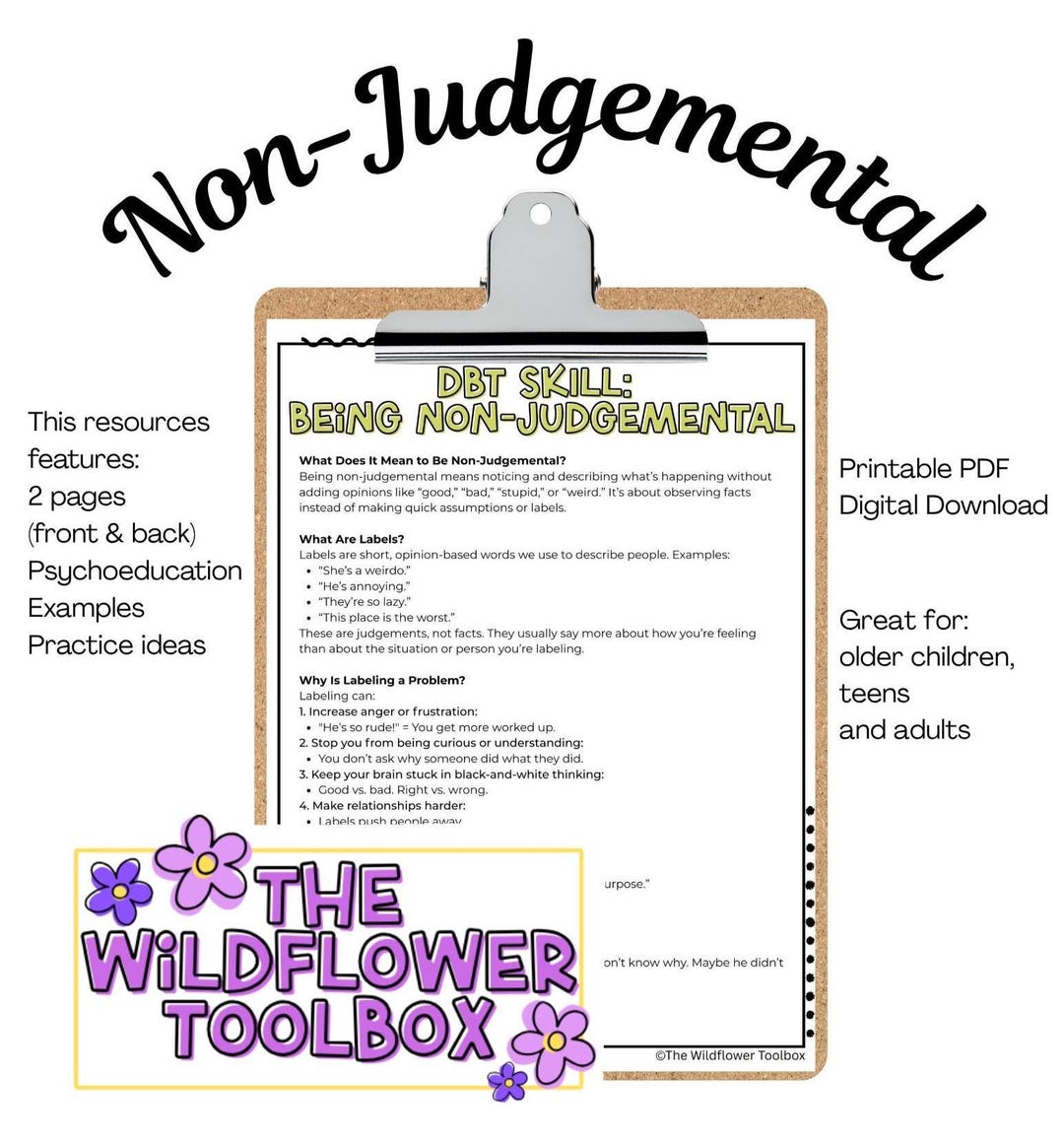 DBT Being Non-judgmental Handout | Printable PDF | Digital Download ...