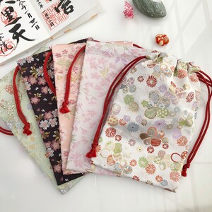 Luxurious Nishijin Goshuincho Pouch Japanese Drawstring Bag-with Red ...