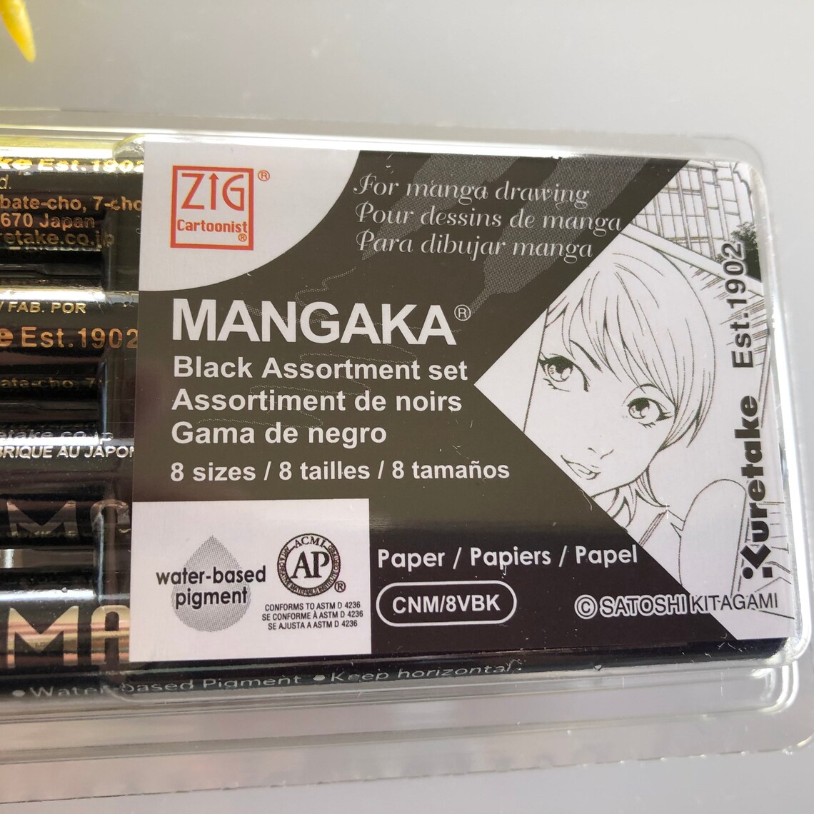 Kuretake ZIG MANGAKA Black 8-piece Set, Manga Line Drawing Pen /for ...