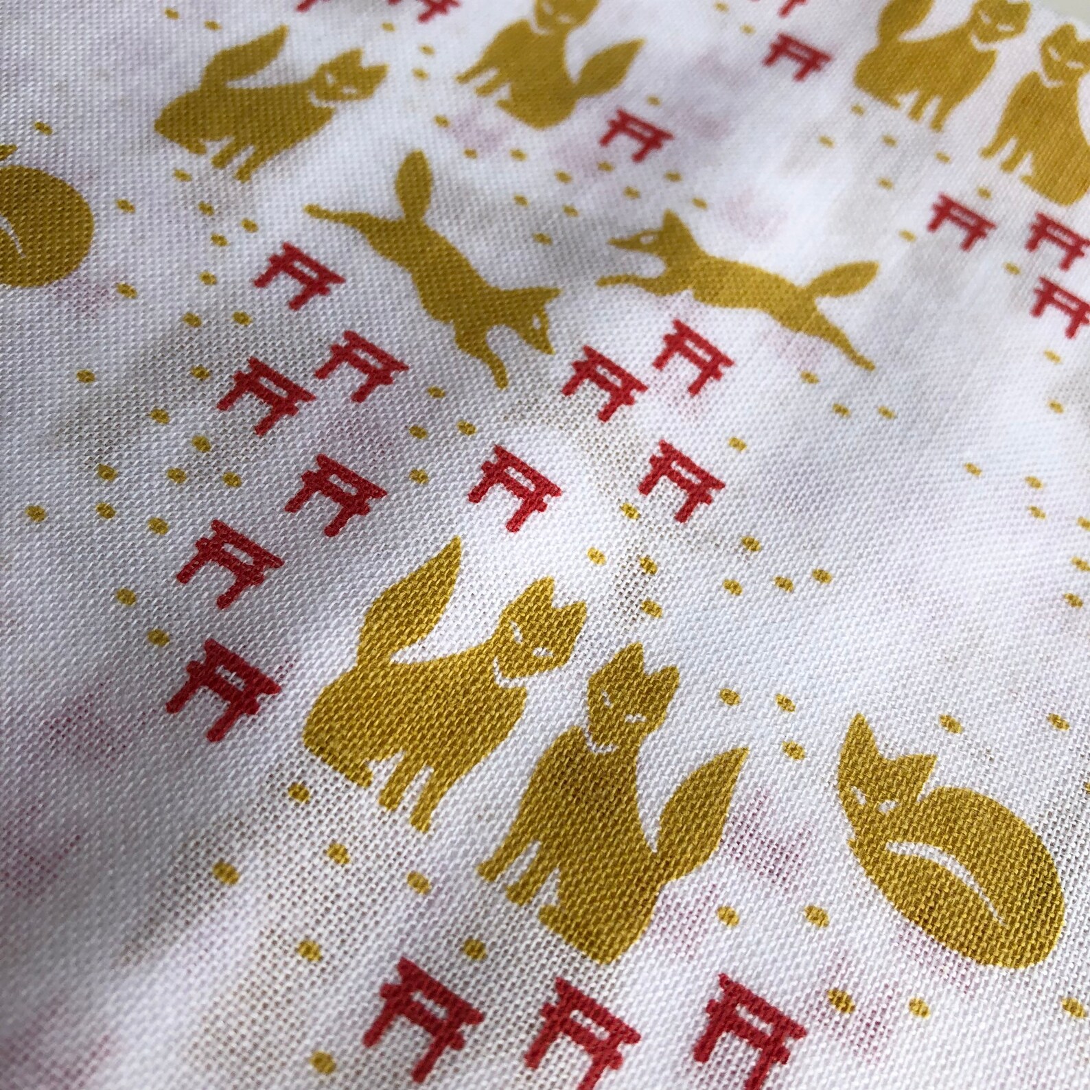 Japanese Tenugui Towel Japanese Traditional Pattern "fox and Shrine ...