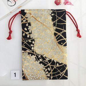 Luxurious Nishijin Goshuincho Pouch Japanese Drawstring Bag-with Red ...