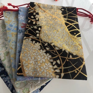 Luxurious Nishijin Goshuincho Pouch Japanese Drawstring Bag-with Red ...