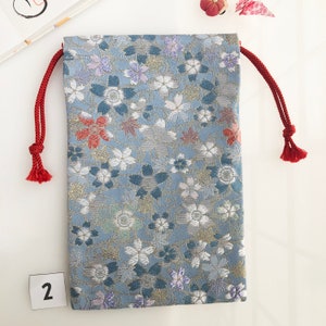 Luxurious Nishijin Goshuincho Pouch Japanese Drawstring Bag-with Red ...