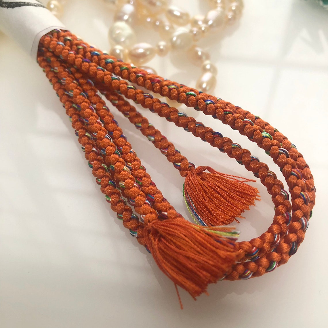 Orange & Multicolor Silk Braided Cord 3.5mm 150 Cm, for Belts Kumihimo ...