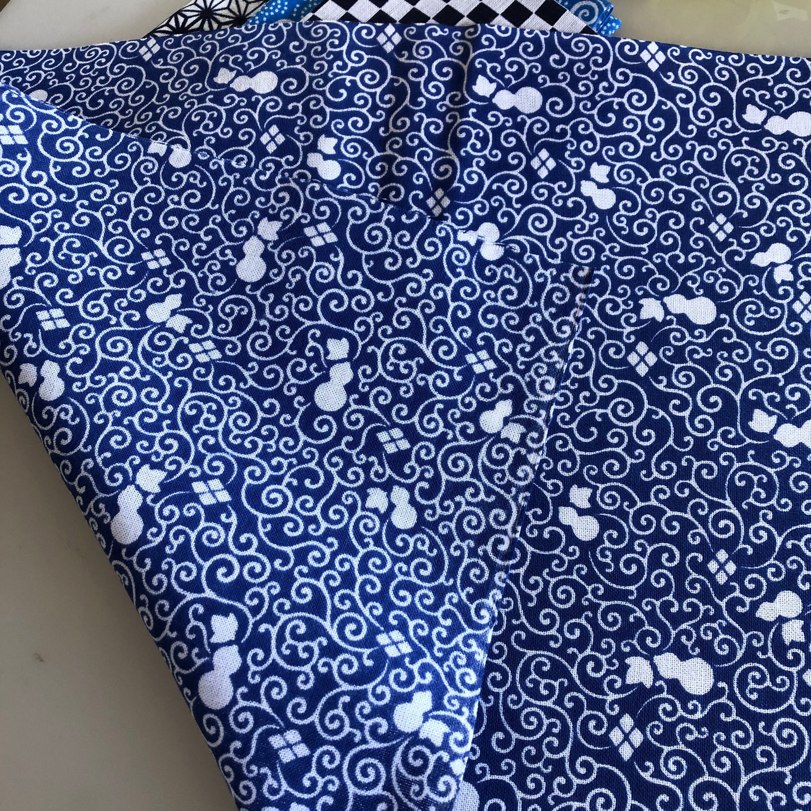 Japanese Tenugui Towel Set of 5 Traditional Pattern Blue Set - Etsy