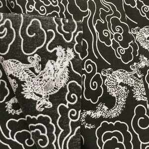Japanese Tenugui Towel Fabric 90cm Japanese Traditional Pattern "dragon ...