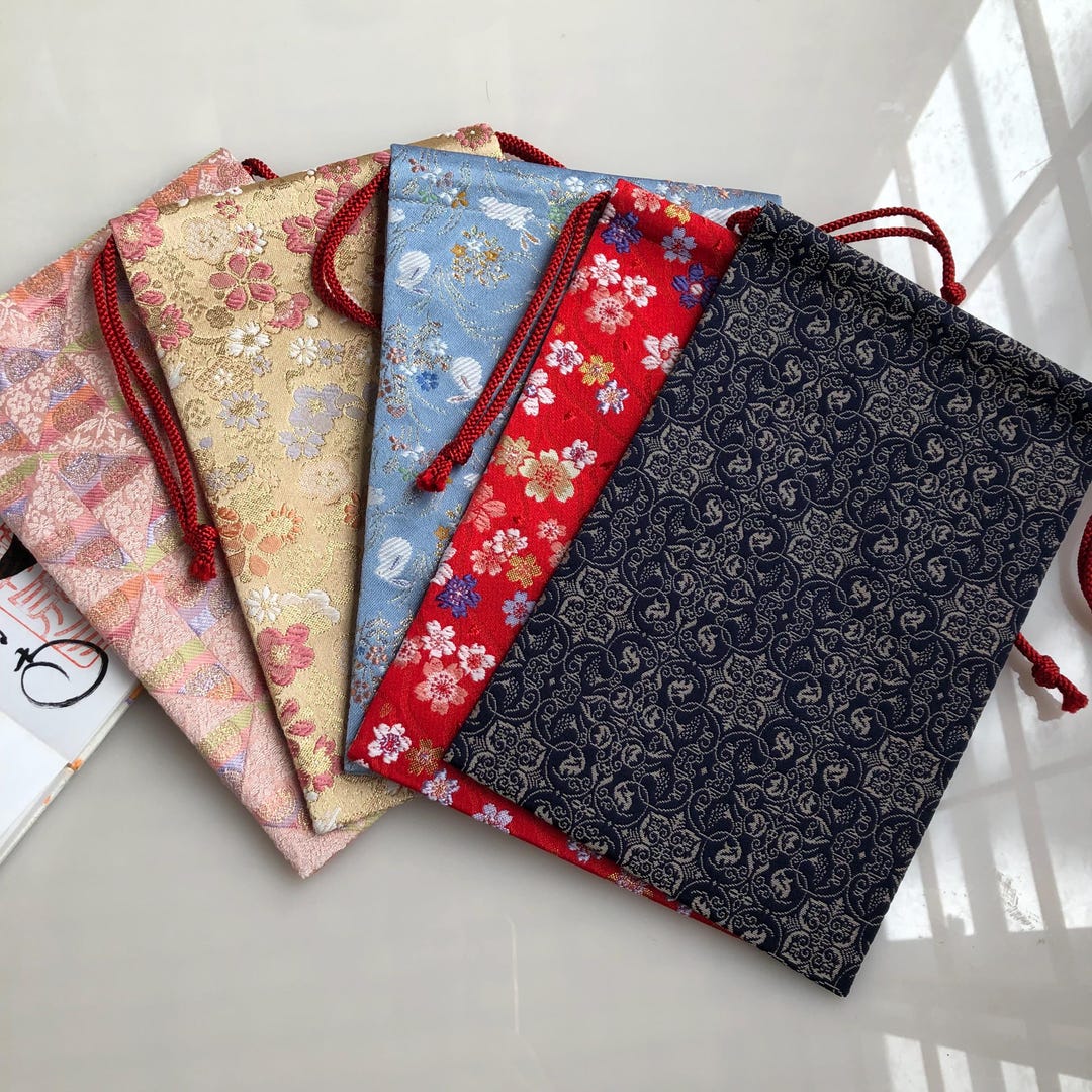 Luxurious Nishijin Goshuincho Pouch Japanese Drawstring Bag-with Red ...