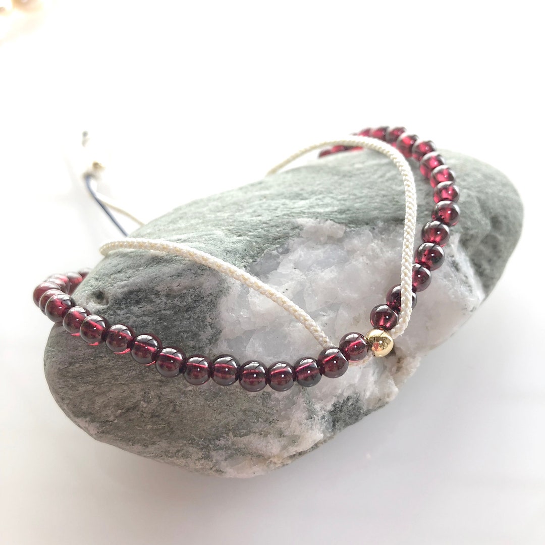 Birthstone Gem and Silk Kyoto Kumihimo Cord Bracelet for January ...