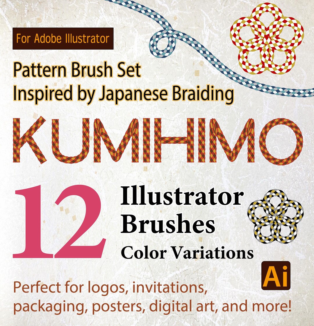 Kumihimo Illustrator Brushes – 12 Japanese Braid Pattern Brushes ...