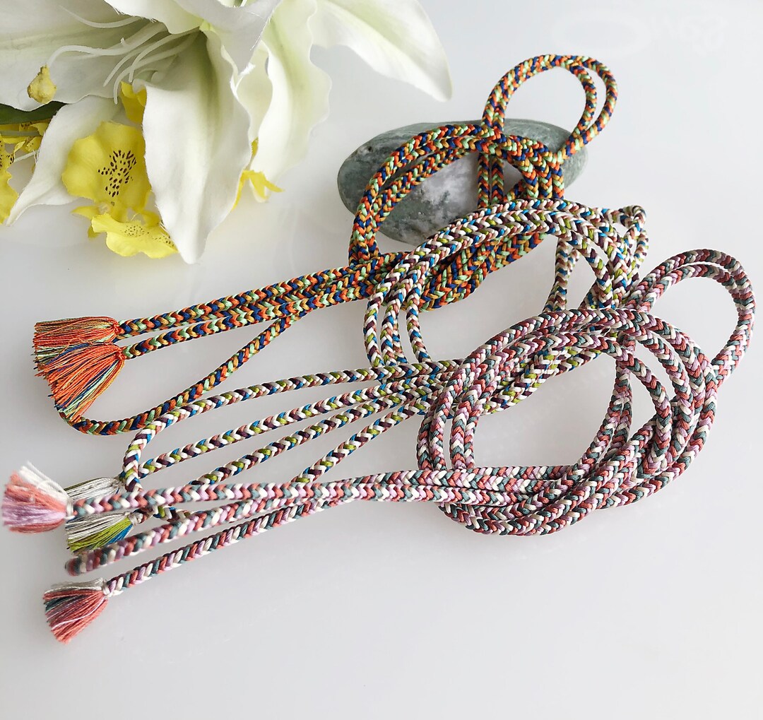 Silk Kumihimo Braided Cord 3.5mm 150 Cm "kakusugi" Braided, for Belts ...