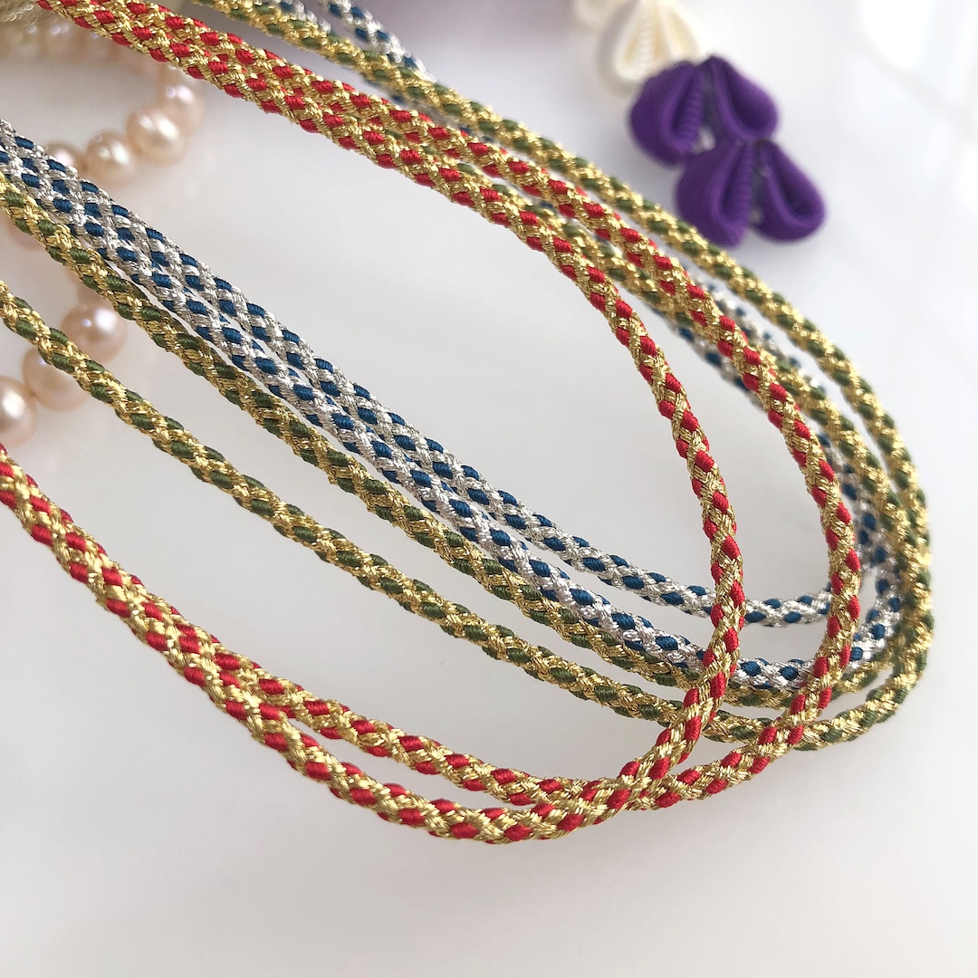 Gold & Silver Exquisite Kumihimo Braided Cord With Silk 8 Strand Braid ...