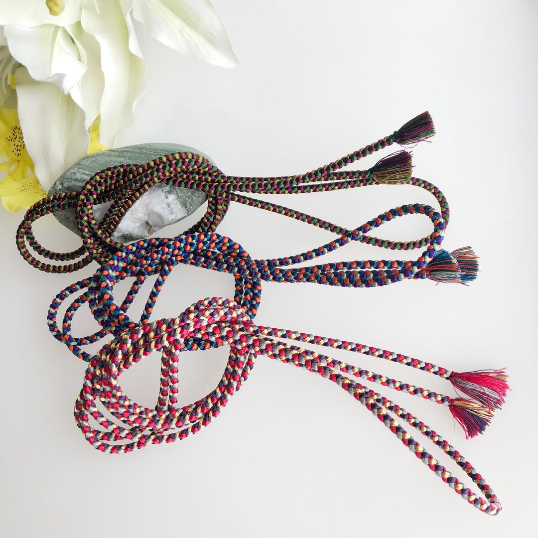 Silk Kumihimo Braided Cord 3.5 Mm 150 Cm 4 Color Braided, for Belts ...