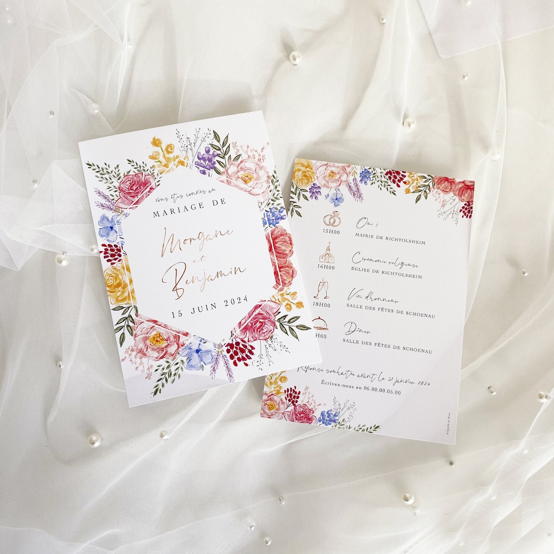 Wedding Invitation, Wedding Invitation France, Wedding Cards, Flower ...