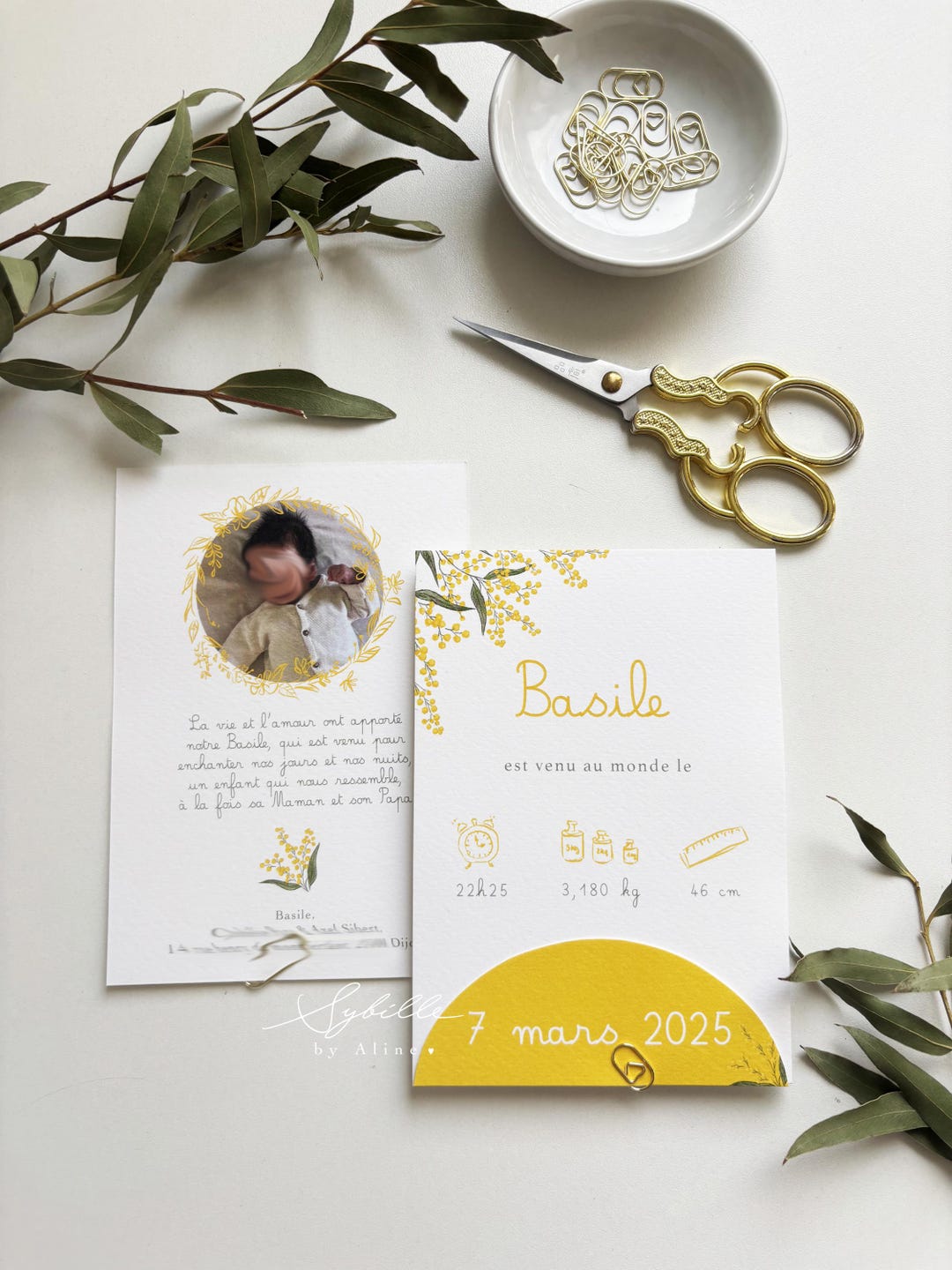 Yellow Birth Announcement, Birth, Mimosa, Birth Announcement France ...