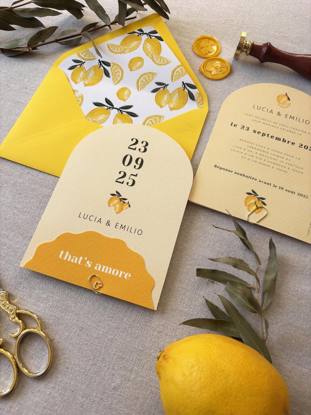 Lemon Wedding Invitation, Arch Invitation, Dolce Vita, France ...