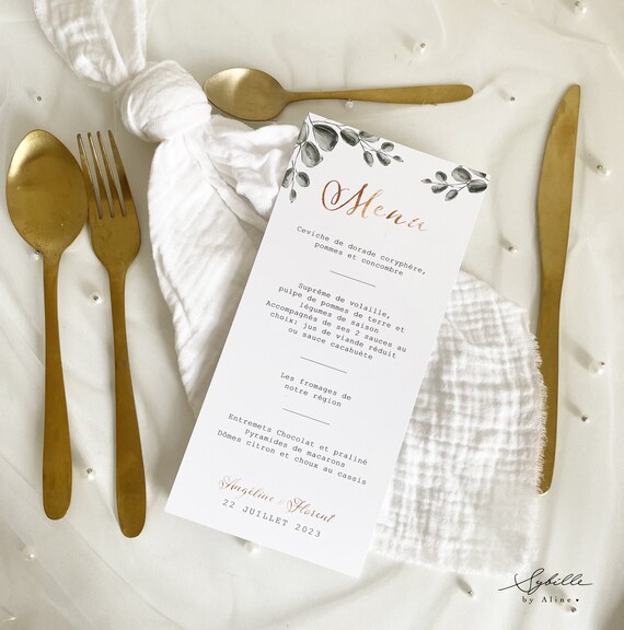 French Wedding Menu