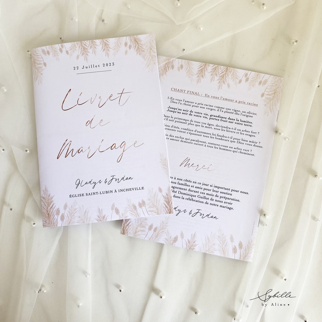 Mass Booklet, Wedding, Baptisms, Complete Mass Booklet, France, Boho ...