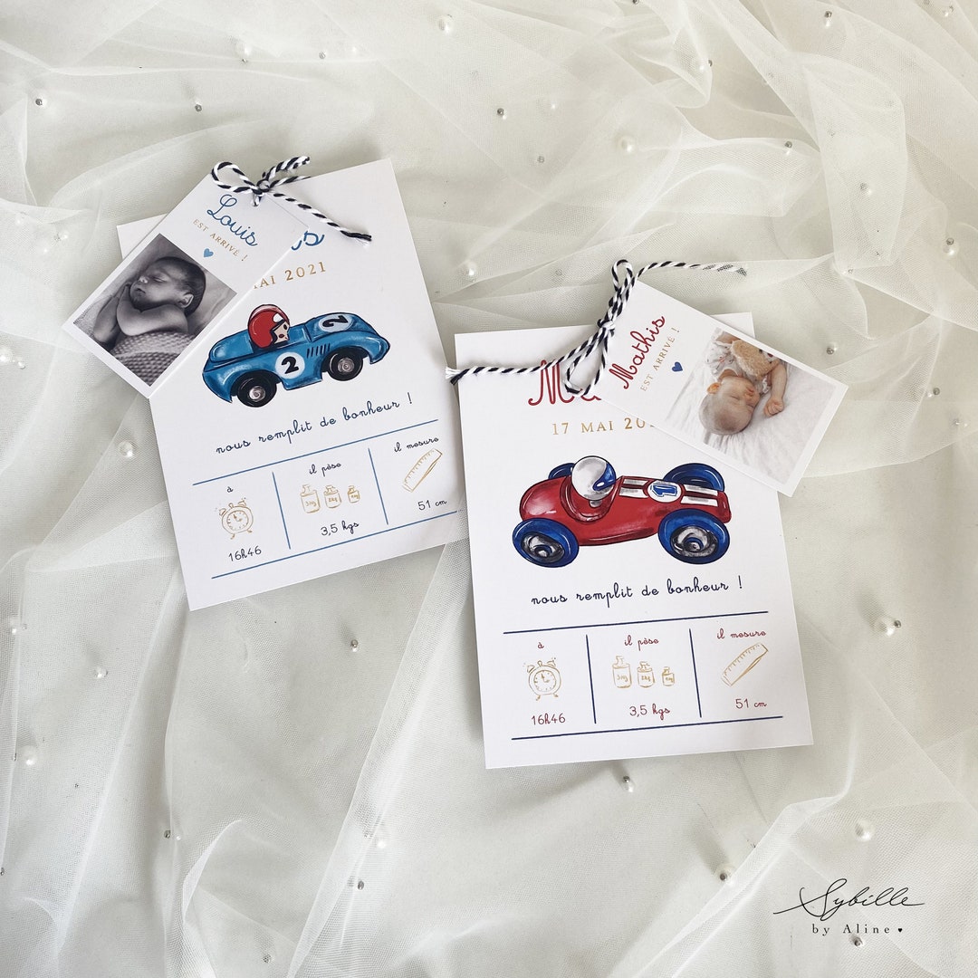 Car Birth Announcement, Baby Announcement, Birth, France Announcement ...