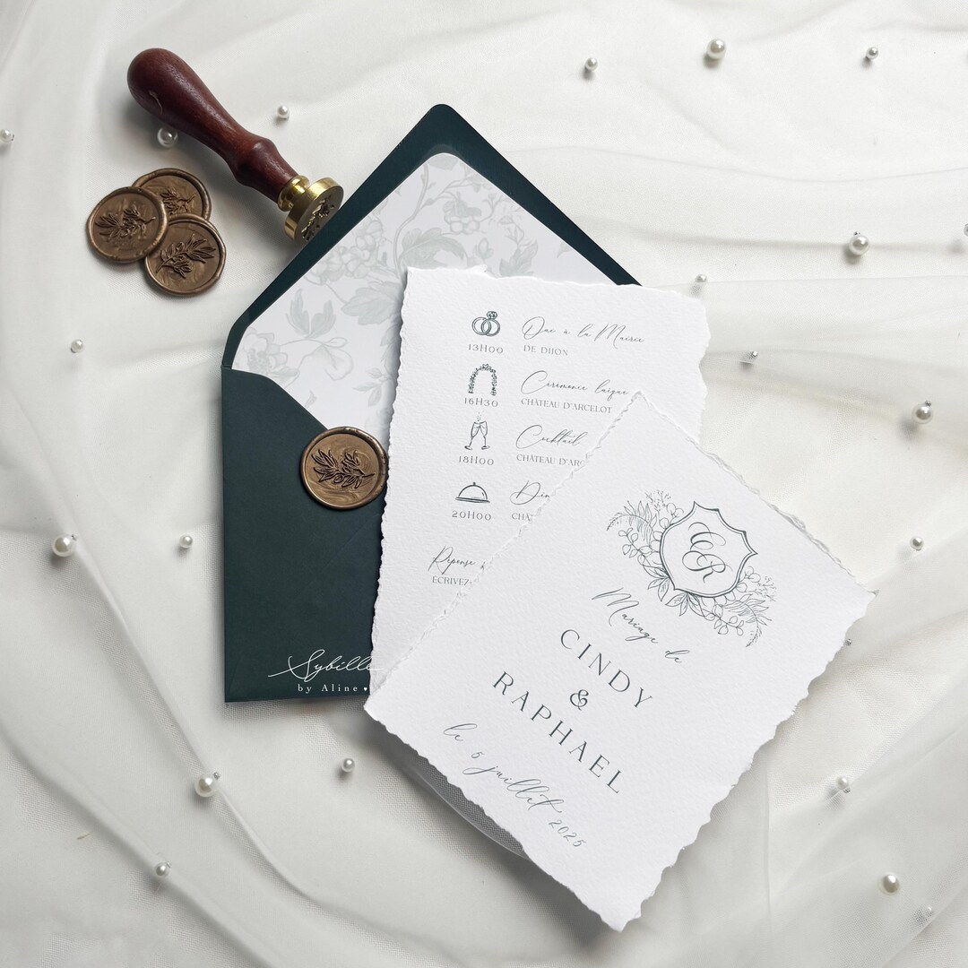 Torn Edge Wedding Invitation, Chic Wedding Invitation, France Wedding ...