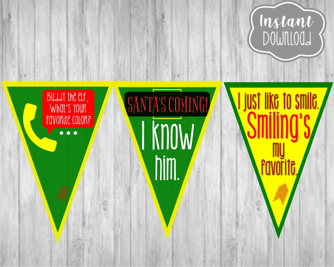Buddy the Elf Holiday Banner Elf the Movie Decorations Digital Download ...