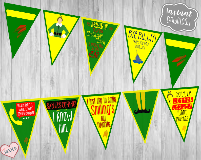 Buddy the Elf Holiday Banner Elf the Movie Decorations Digital Download ...