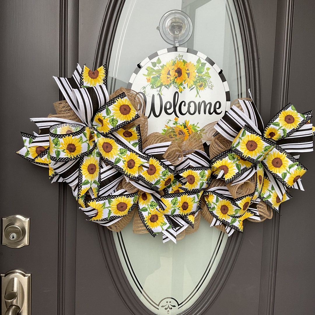 Welcome Sunflower Wreath for Front Door Summer Sunflower Door Hanger ...