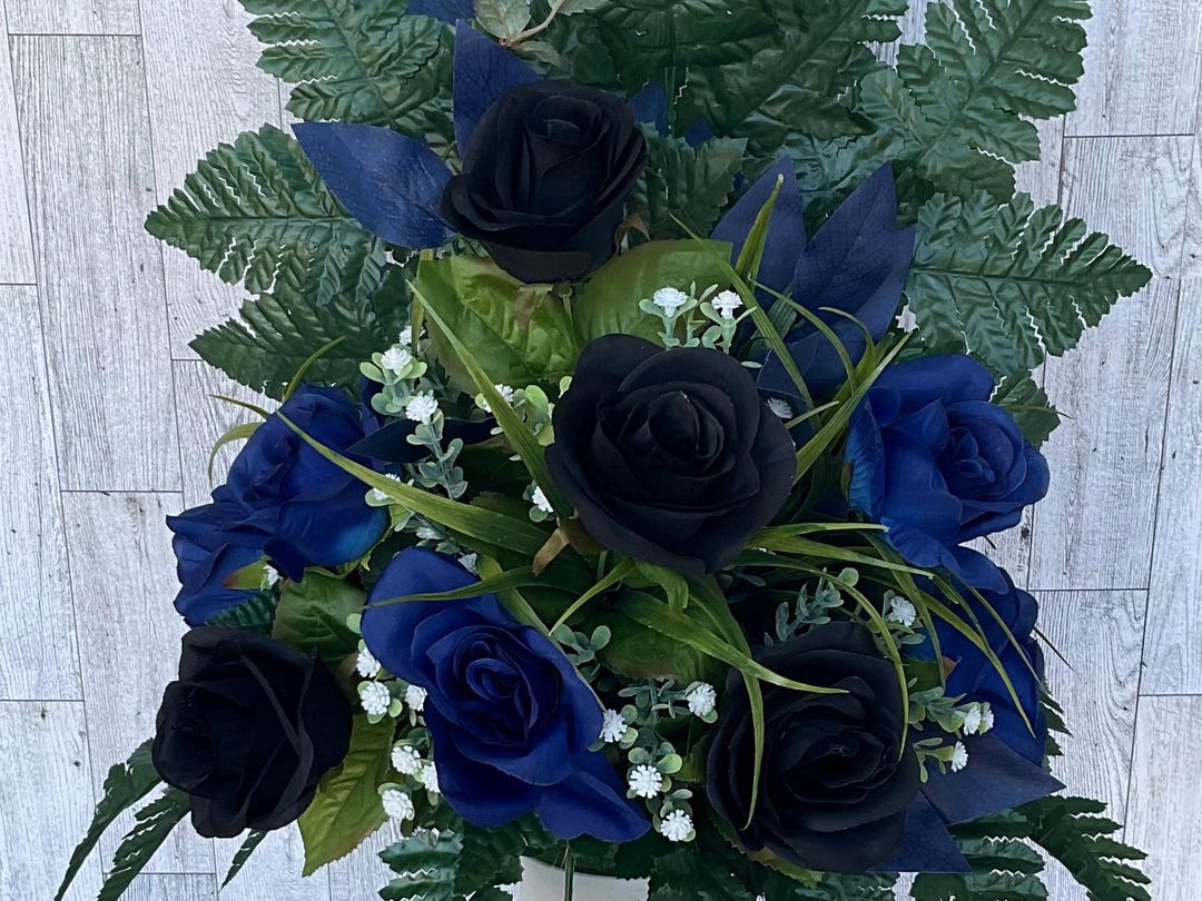 Police Officer Memorial Cemetery Cone: Navy & Black Floral Tribute - Etsy