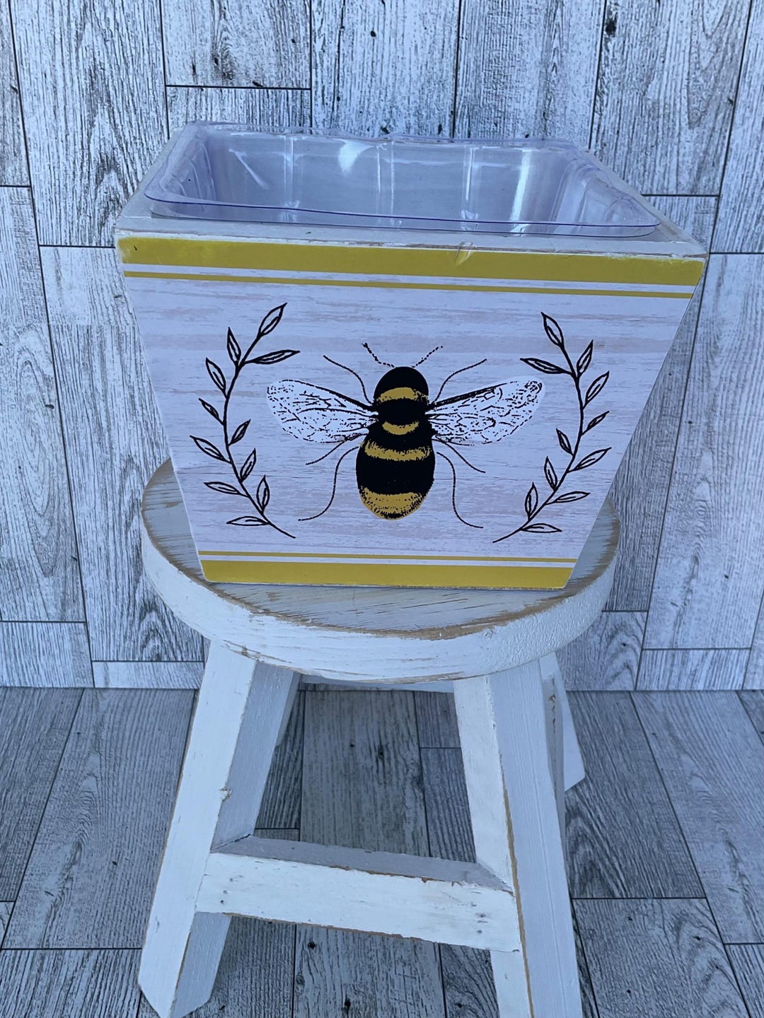 5.5-inch Bumble Bee Wooden Container With Liner for Gardener Plant ...