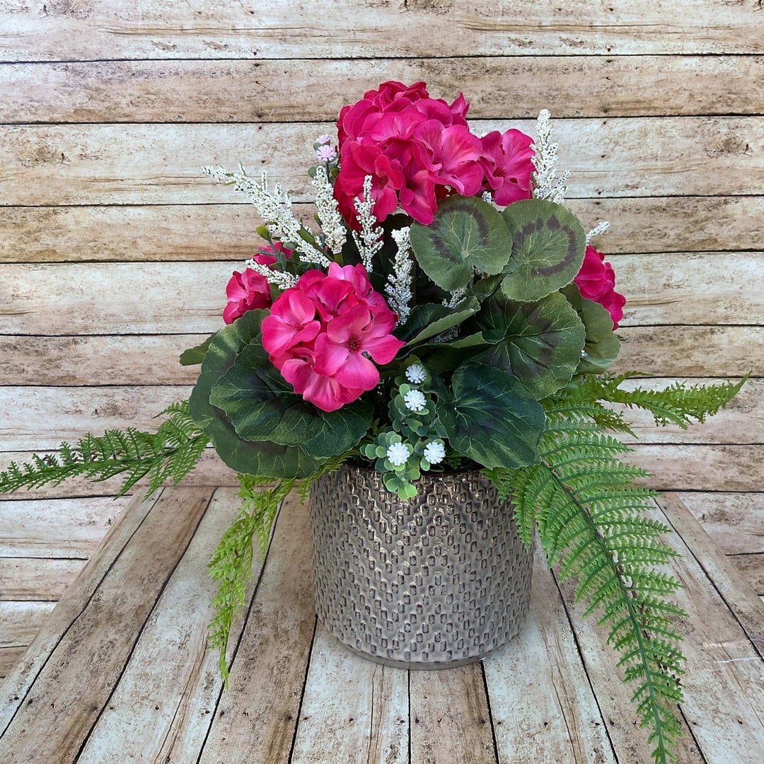 Geranium Cemetery Arrangement Geranium Floral Arrangement - Etsy